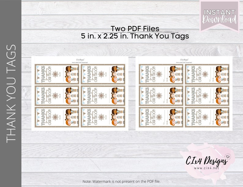 Scouts | Thank You Tags | Cadettes | Vertical | Printable | NOT ...