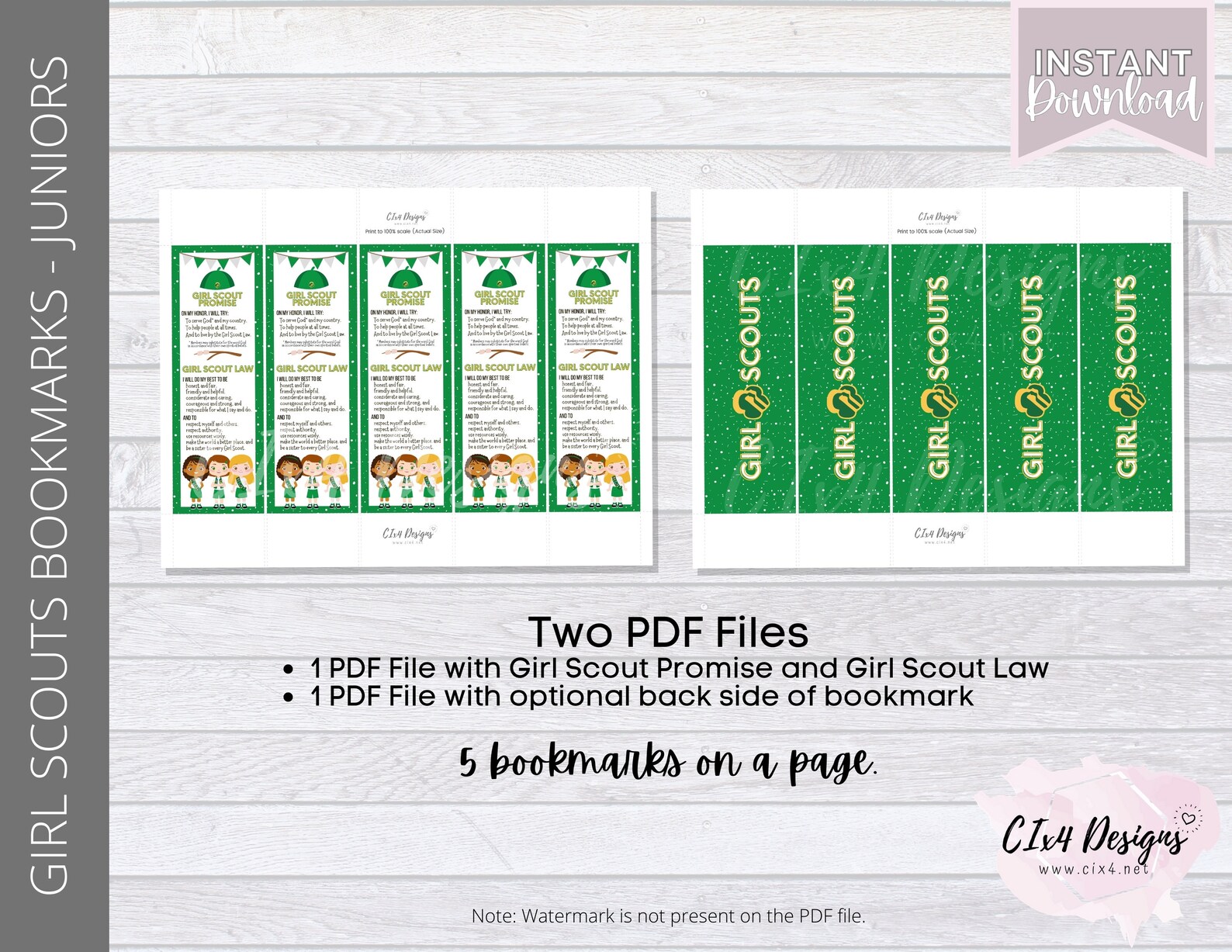 Girl Scouts Bookmarks Juniors Printable Law Promise - Etsy