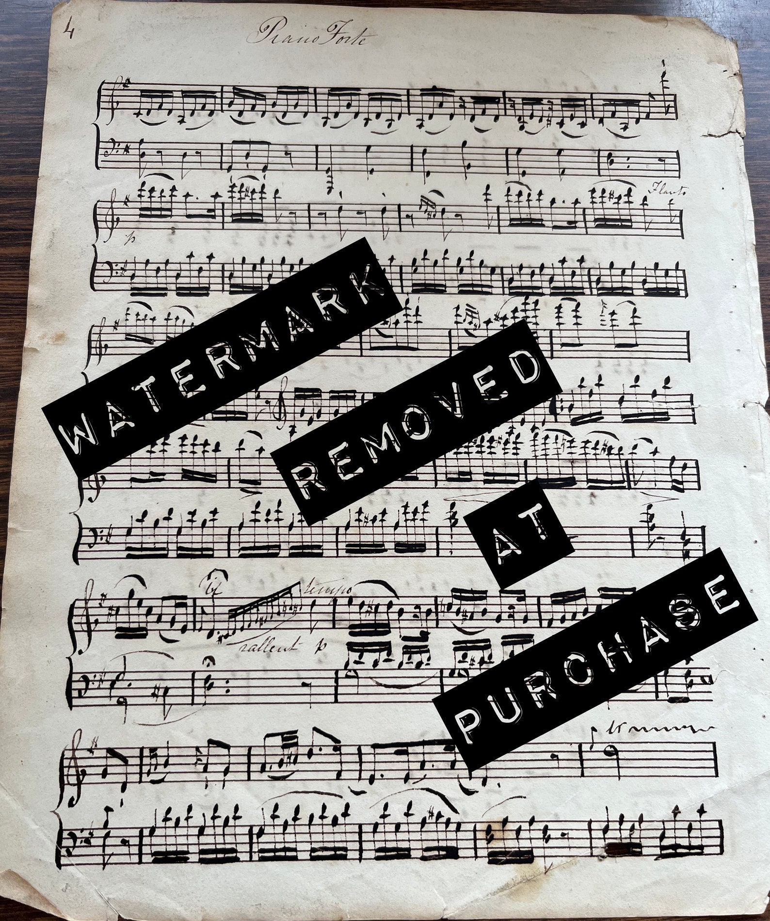 Antique Music Sheets X 8 Digital Pages From Handwritten Score 1828 ...