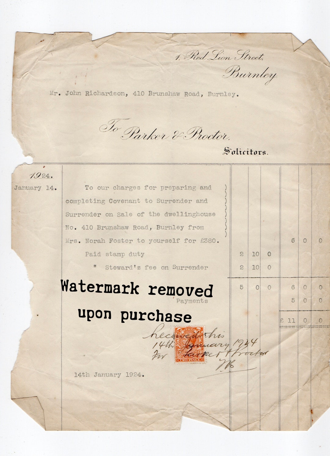 Vintage House Sale Documents 1923 1924 - Etsy