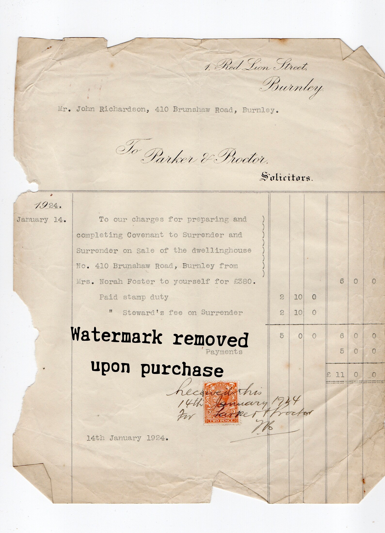Vintage House Sale Documents 1923 1924 - Etsy