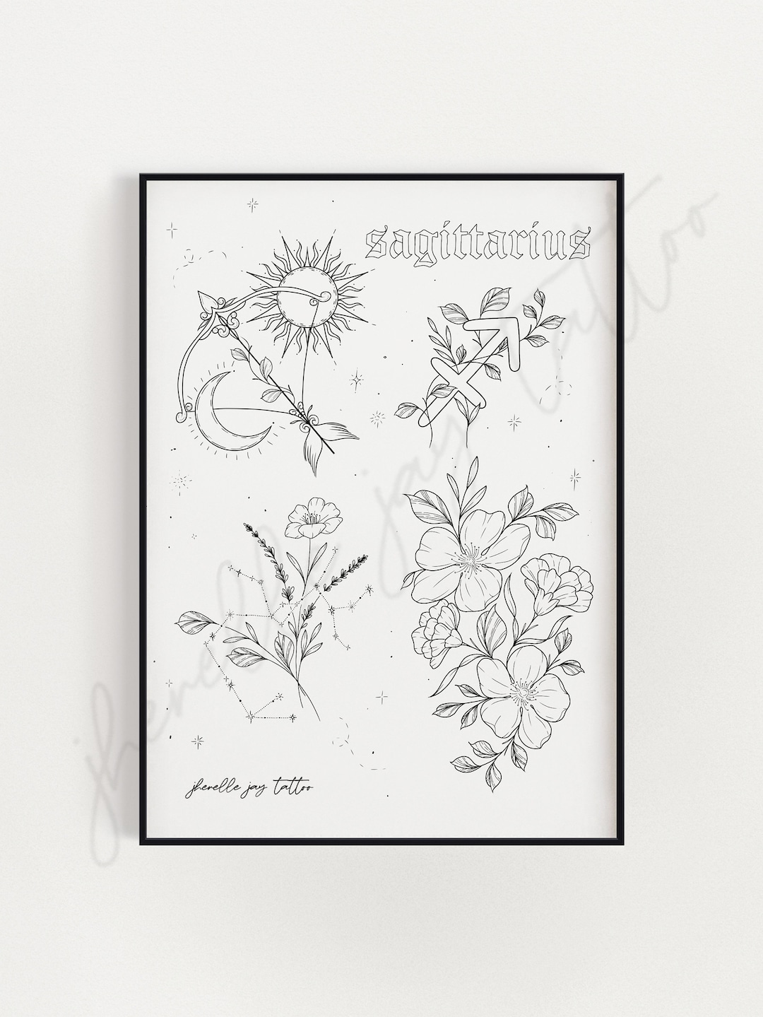 SAGITTARIUS - Astrology Tattoo Flash Sheet Print - Digital Download ...