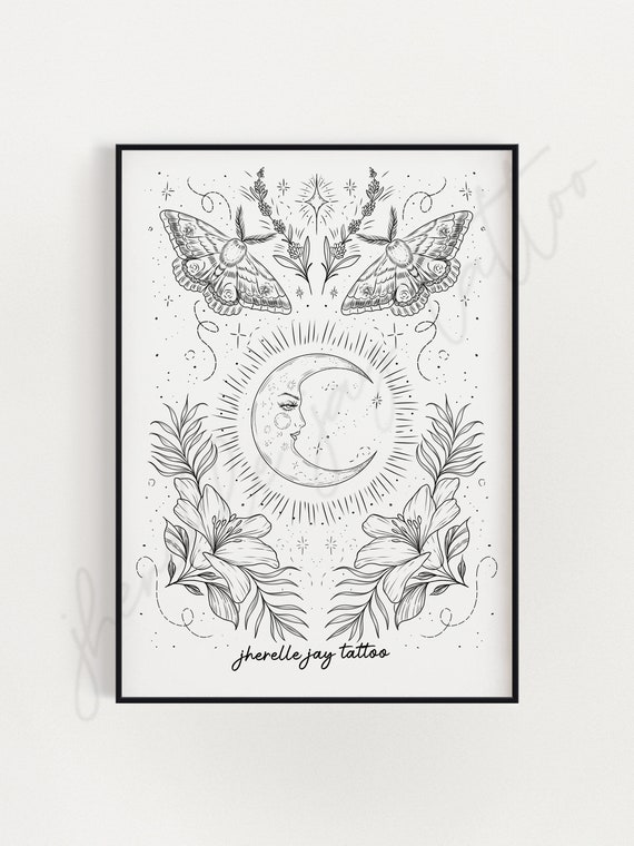 Moon Tattoo Flash Art