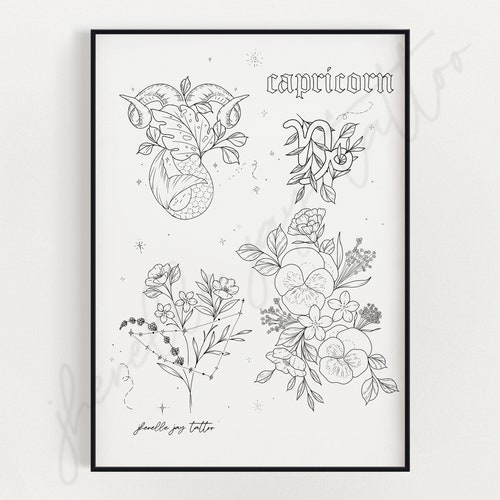SAGITTARIUS Astrology Tattoo Flash Sheet Print Digital - Etsy