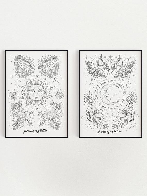 Moon Tattoo Flash Art