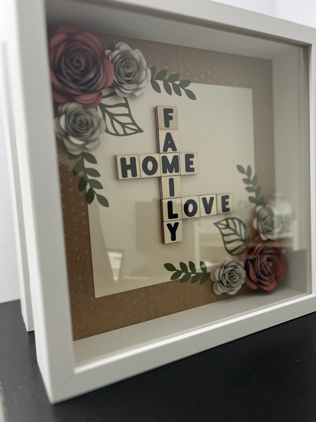 Scrabble Tiles Shadow Box With Paper Roses With Names/quote on Top - Etsy