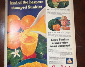 Sunkist Vintage Ad - Etsy