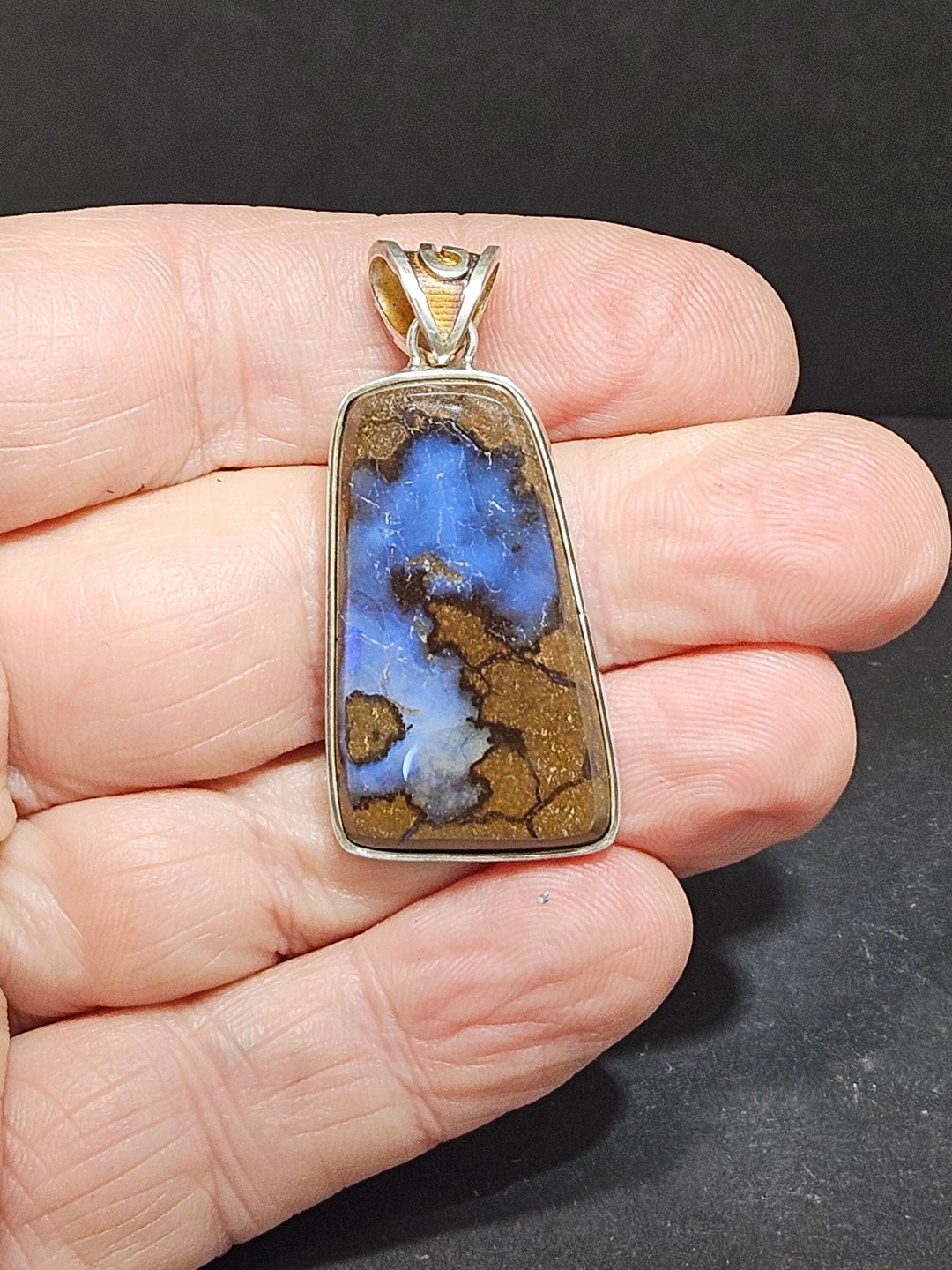 BLUE LAKE BOULDER Opal Sterling Silver Pendant - Etsy