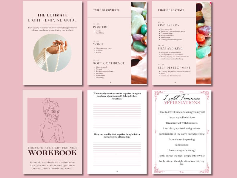 Light Feminine Guide & Printable Workbook Bundle - Etsy