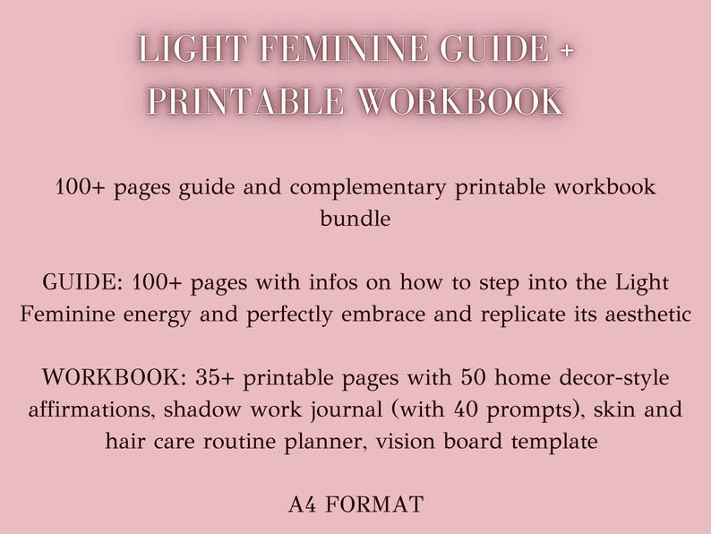 Light Feminine Guide & Printable Workbook Bundle - Etsy