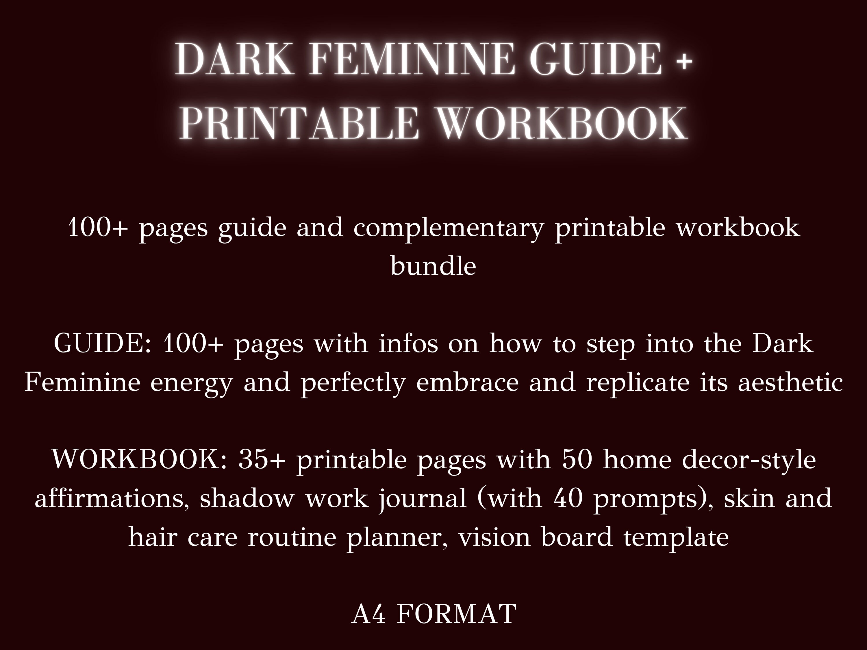 The Ultimate Dark Feminine Guide + Printable Workbook Bundle | Glow up ...