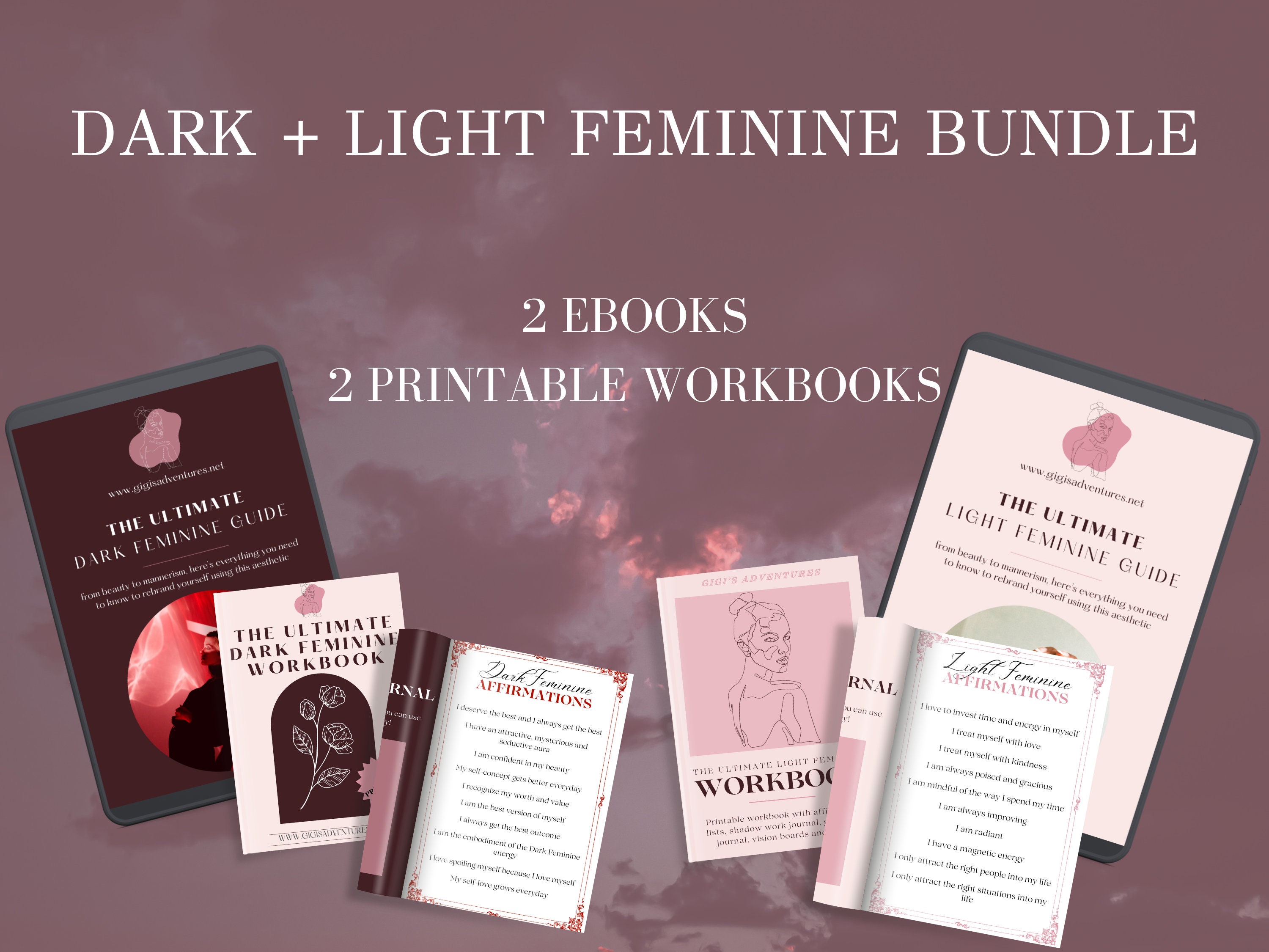 The Ultimate Light & Dark Feminine Bundle Dark Feminine Guide Light Feminine Guide Glow up Guide ...