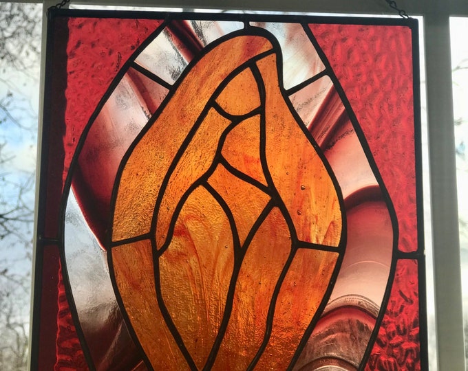 Fiery Yoni Goddess Stained Glass Window // Vulva Glass Panel// Divine ...