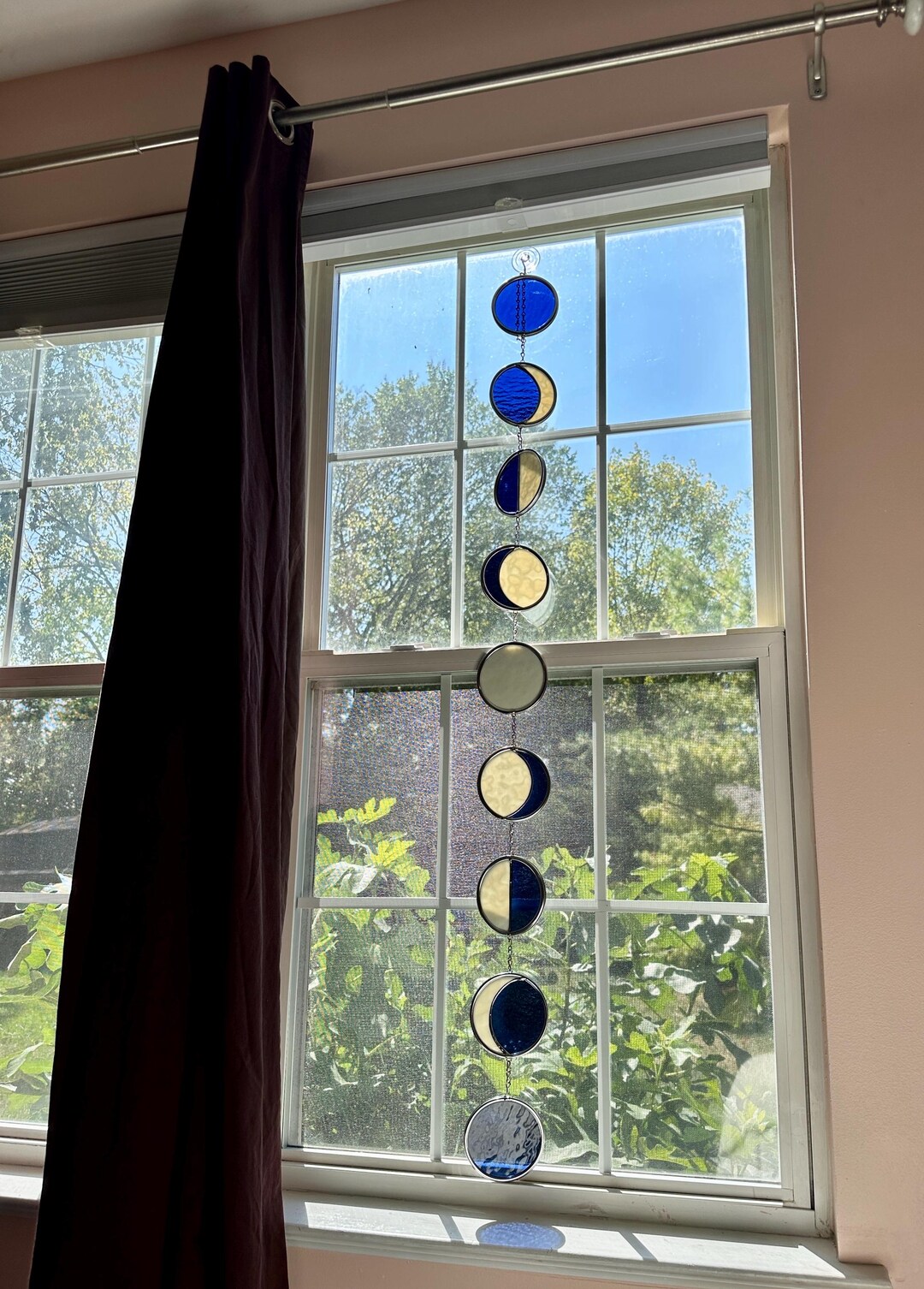 Stained Glass Moon Large Moon Phase Window Hanging, Space Wall Art, Eclipse Suncatcher, Lunar ...