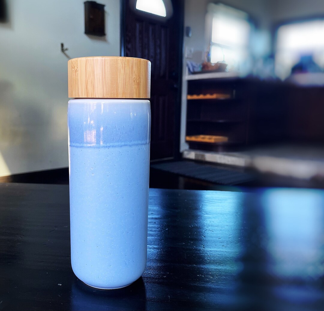 Ceramic Travel Mug With Wooden Lid 12 Oz Tea Travel Mug Tea Lovers ...