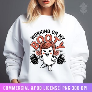 Red Haired Cute Ghost Working Out on My Boo-ty Retro Halloween PNG ...