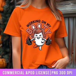 Red Haired Cute Ghost Working Out on My Boo-ty Retro Halloween PNG ...