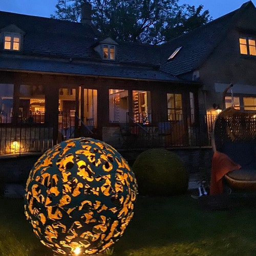 Handmade Metal Garden Lighting Sphere Sculpture Verdigris & - Etsy Canada