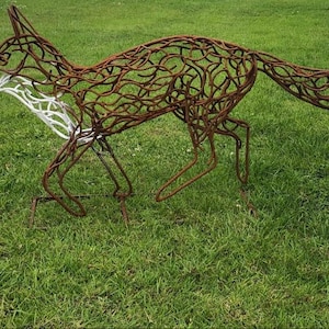 Handmade Rustic Metal Running Fox Garden Sculpture Garden Yard Art - Etsy
