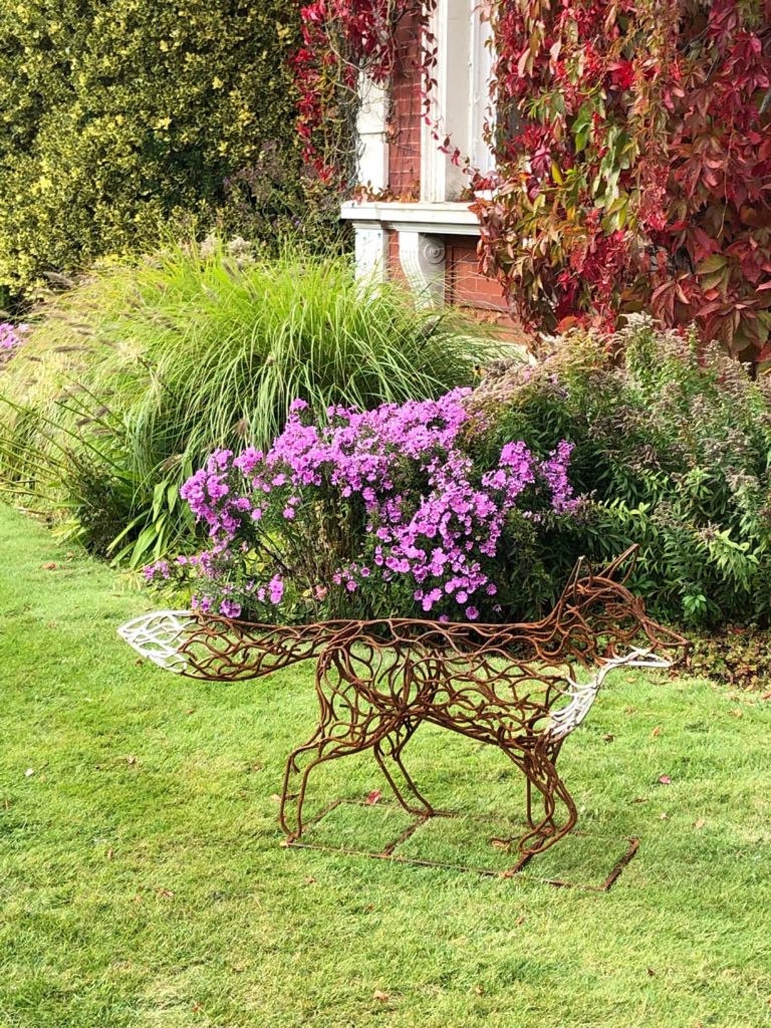 Handmade Rustic Metal Running Fox Garden Sculpture Garden Yard Art - Etsy