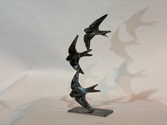 Handmade Metal Swifts in Flight Small Interior Sculpture Art | Etsy UK