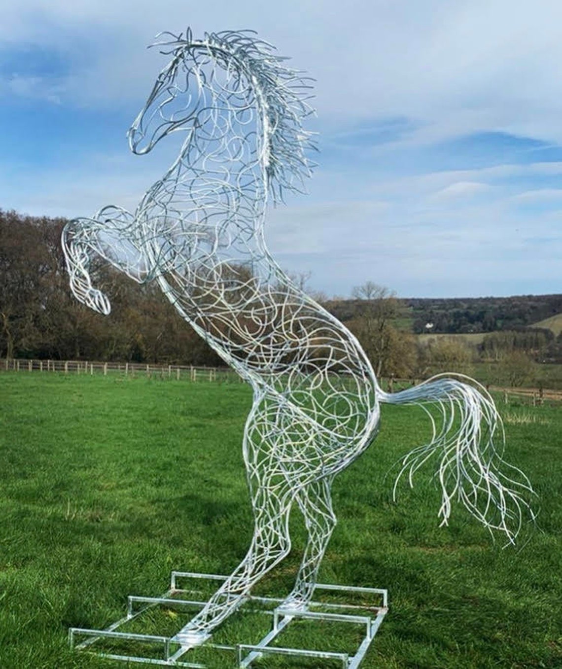 Large Handmade Metal Rearing Horse Garden Animal Sculpture Garden Yard ...