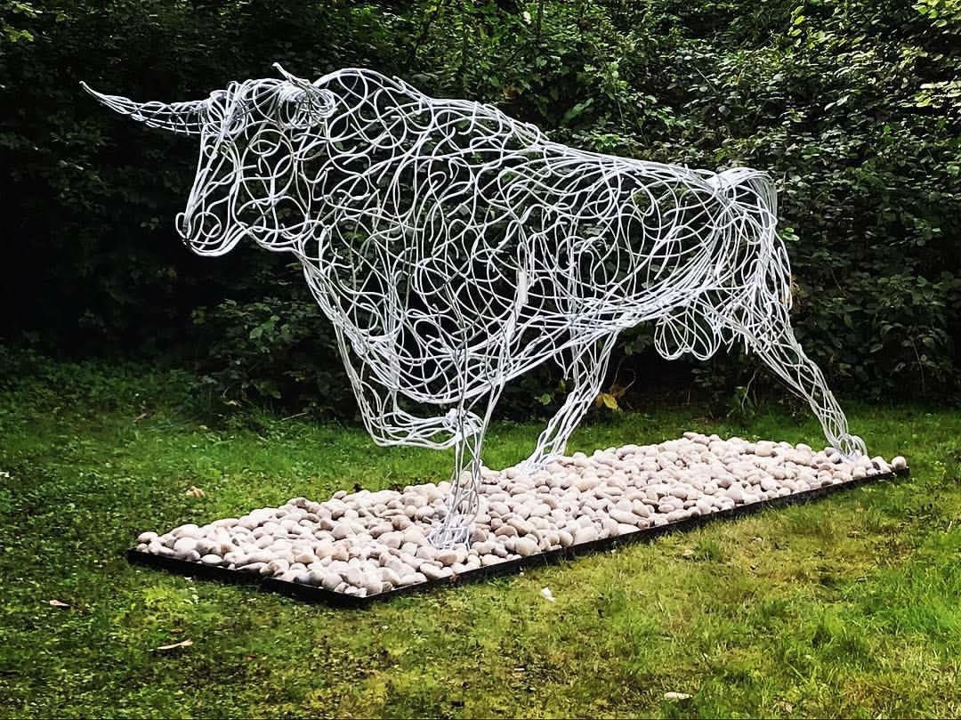 Large Handmade Metal Running Bull Garden Outdoor Sculpture Garden Yard ...