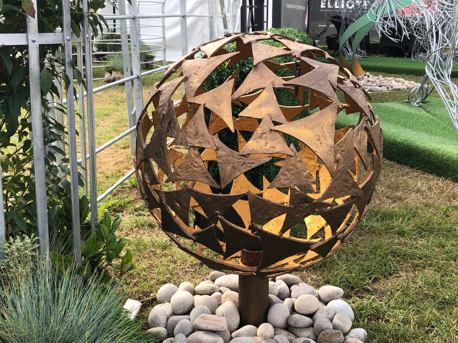 Handmade Metal Garden Lighting Sphere Sculpture - Cappuccino Sphere ...