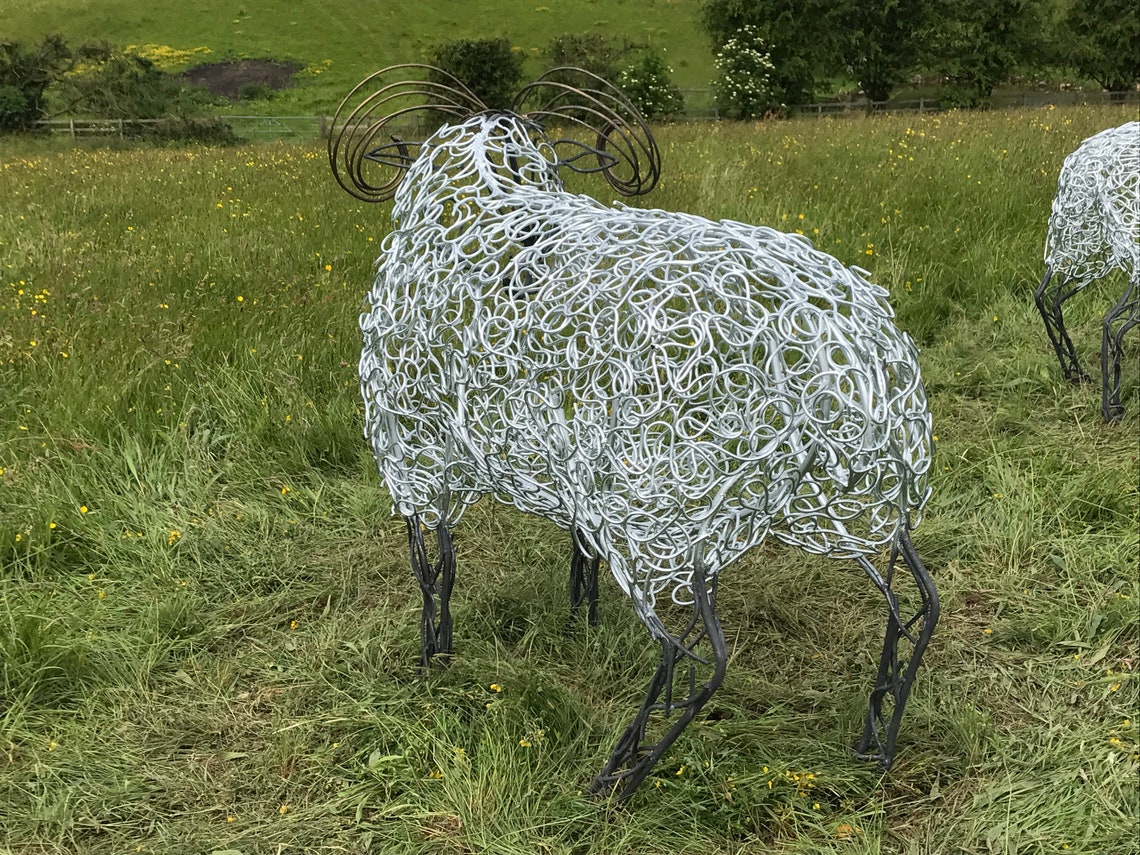 Handmade Metal Sheep Herd Garden Land Field Sculpture Garden Yard Art ...