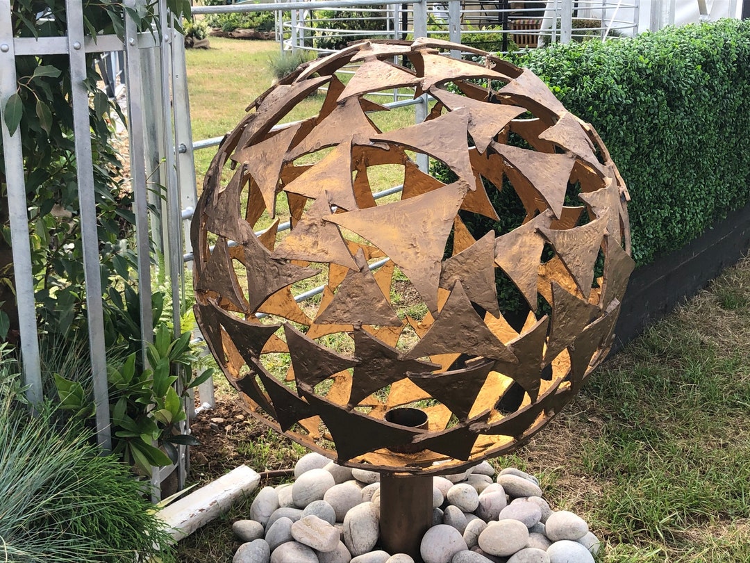 Handmade Metal Garden Lighting Sphere Sculpture - Cappuccino Sphere ...