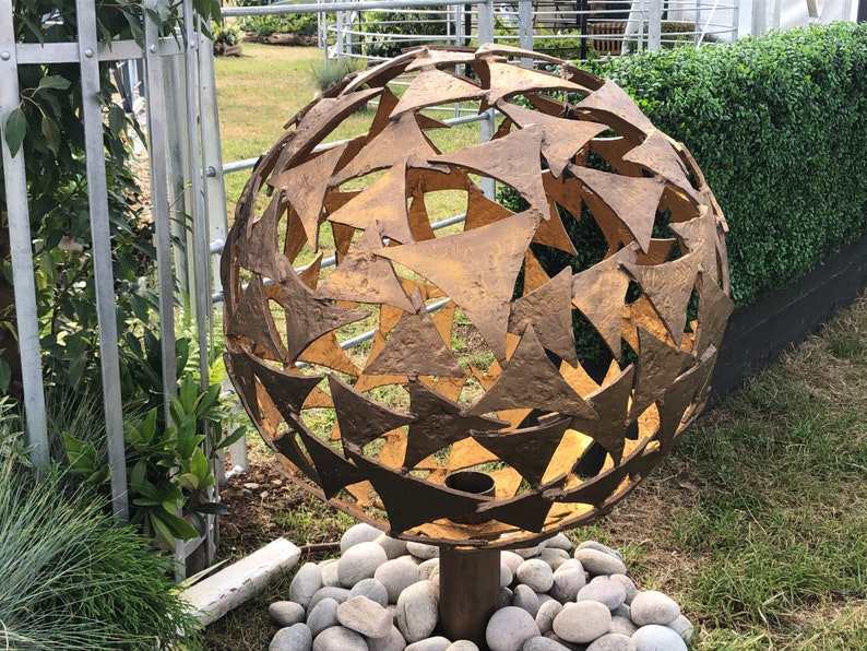 Handmade Metal Garden Lighting Sphere Sculpture - Cappuccino Sphere ...