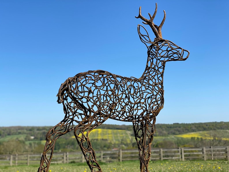 Handmade Roe Deer Metal Rustic Garden Sculpture Garden Yard Art - Etsy