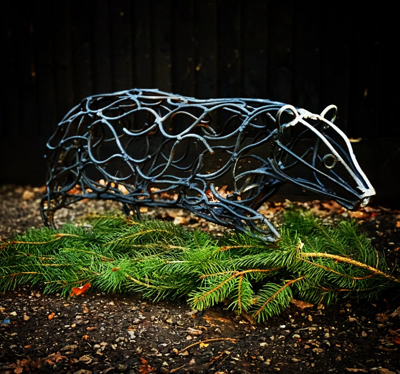 Handmade Metal Badger Garden Sculpture / Animal Art / Garden Yard Art ...