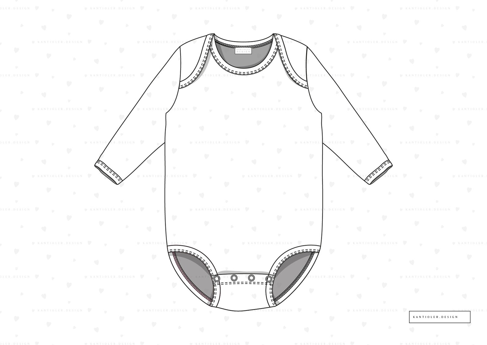 Baby Romper Round Neck, Template, Vector Mock Up, Fashion Flat Sketch ...