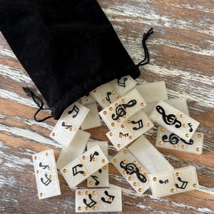 Music Notes Resin Dominoes Game With Velvet Bag 28 Pieces Glitter ...