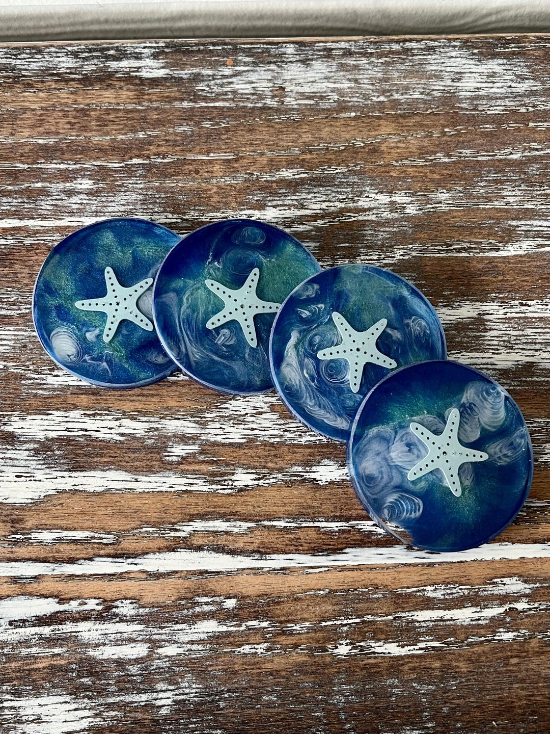 Starfish Resin Drink Coasters Set of 4 Beach House Housewarming Gift ...