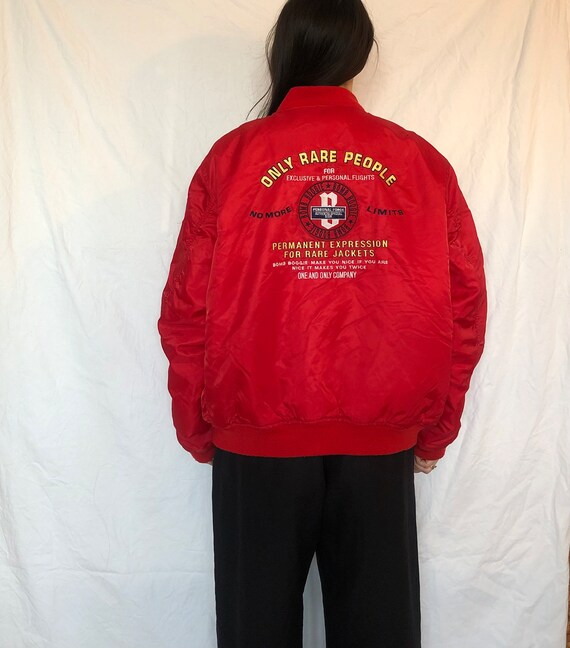 Vintage bomber jacket Bomb Boogie red colorful jacket… - Gem