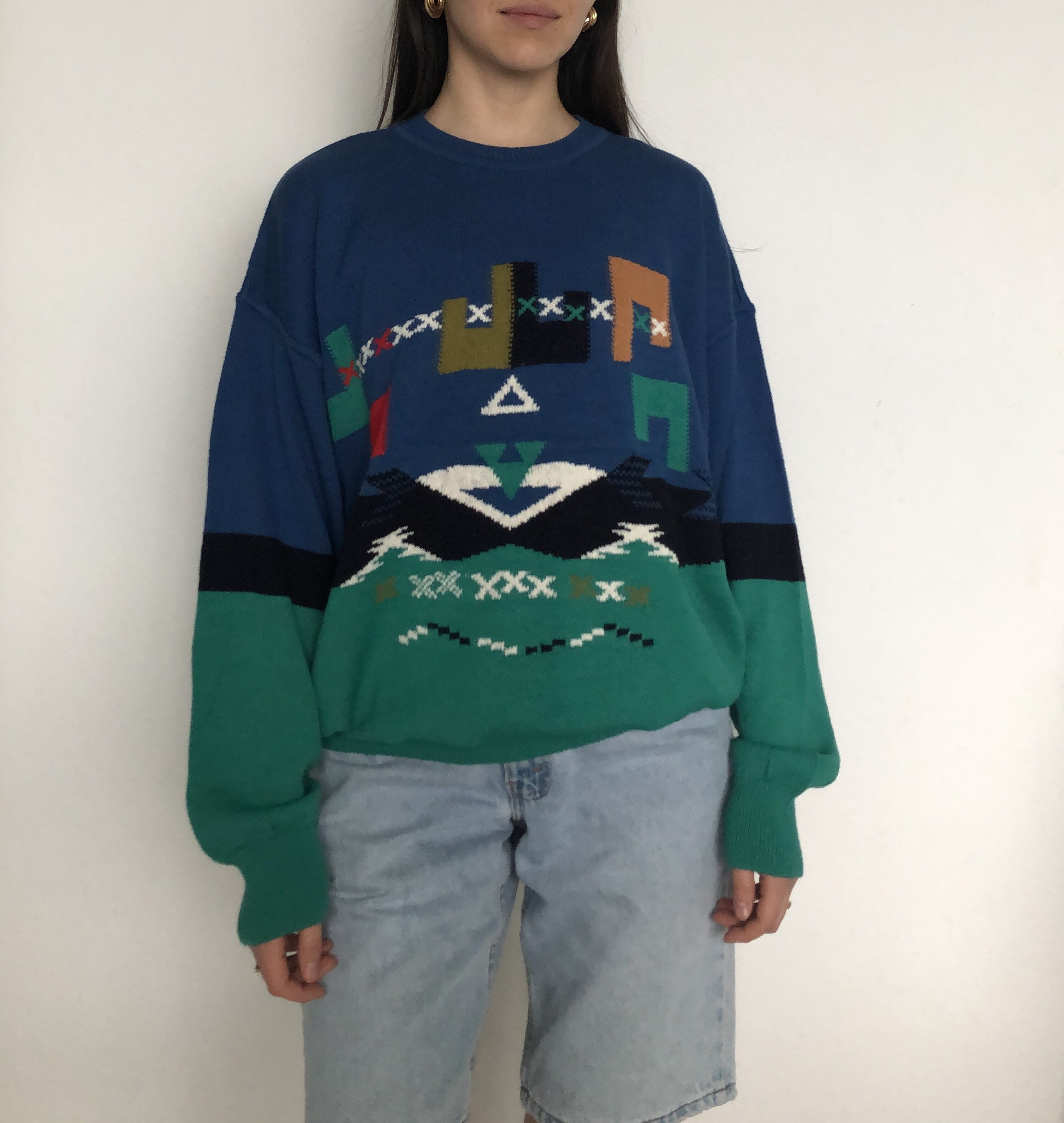 Jersey vintage vintage patrón loco suéter - Etsy España