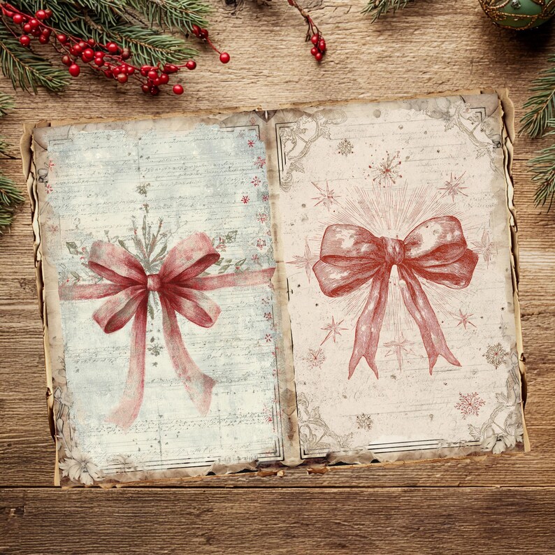 Vintage Christmas Lined Journal Page Printable Retro Holiday Writing ...