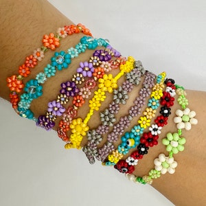 Beaded Flower Bracelets - Etsy
