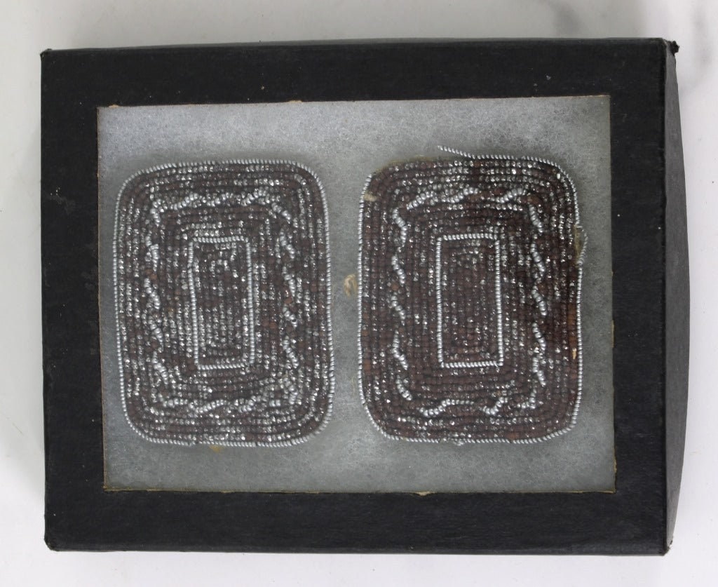 French Beaded Shoe Buckles in Shadow Box - Etsy