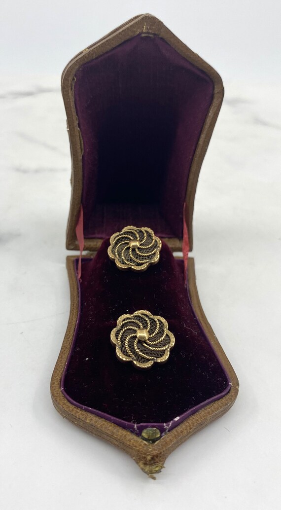 Early Victorian Hairwork Cuff Buttons, Cuff Links, Pr… - Gem