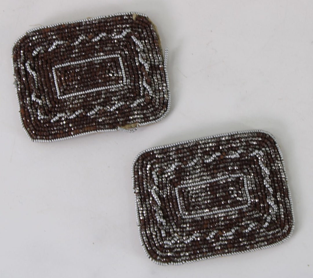 French Beaded Shoe Buckles in Shadow Box - Etsy