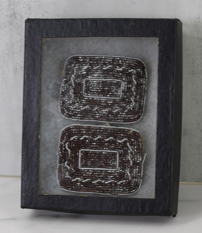French Beaded Shoe Buckles in Shadow Box - Etsy