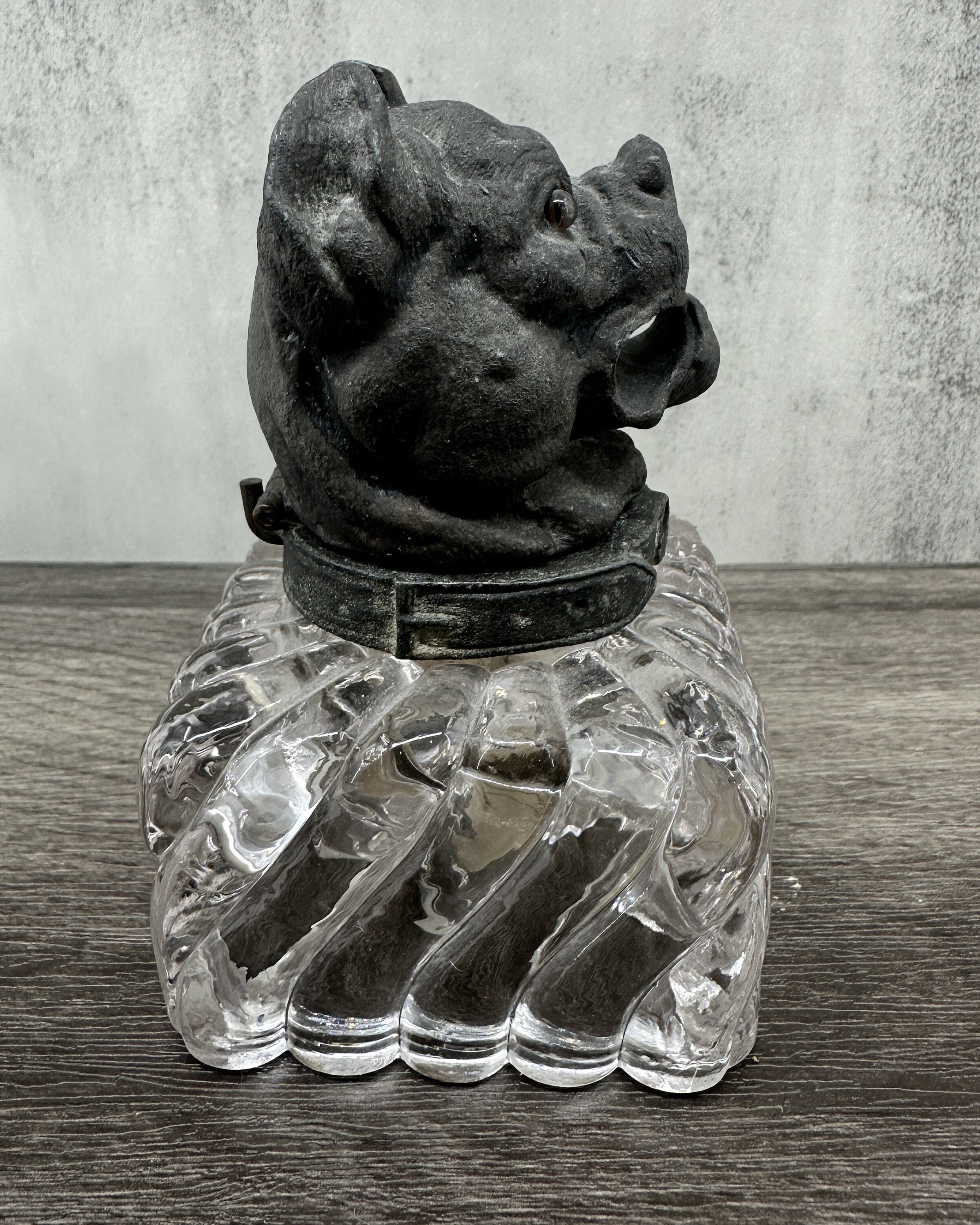 Dog Head Inkwell With Glass Well and Metal Dog Head - Etsy