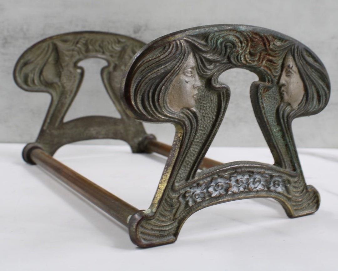 Art Nouveau Brass Book Rack, Adjustable, Desk Accessory - Etsy