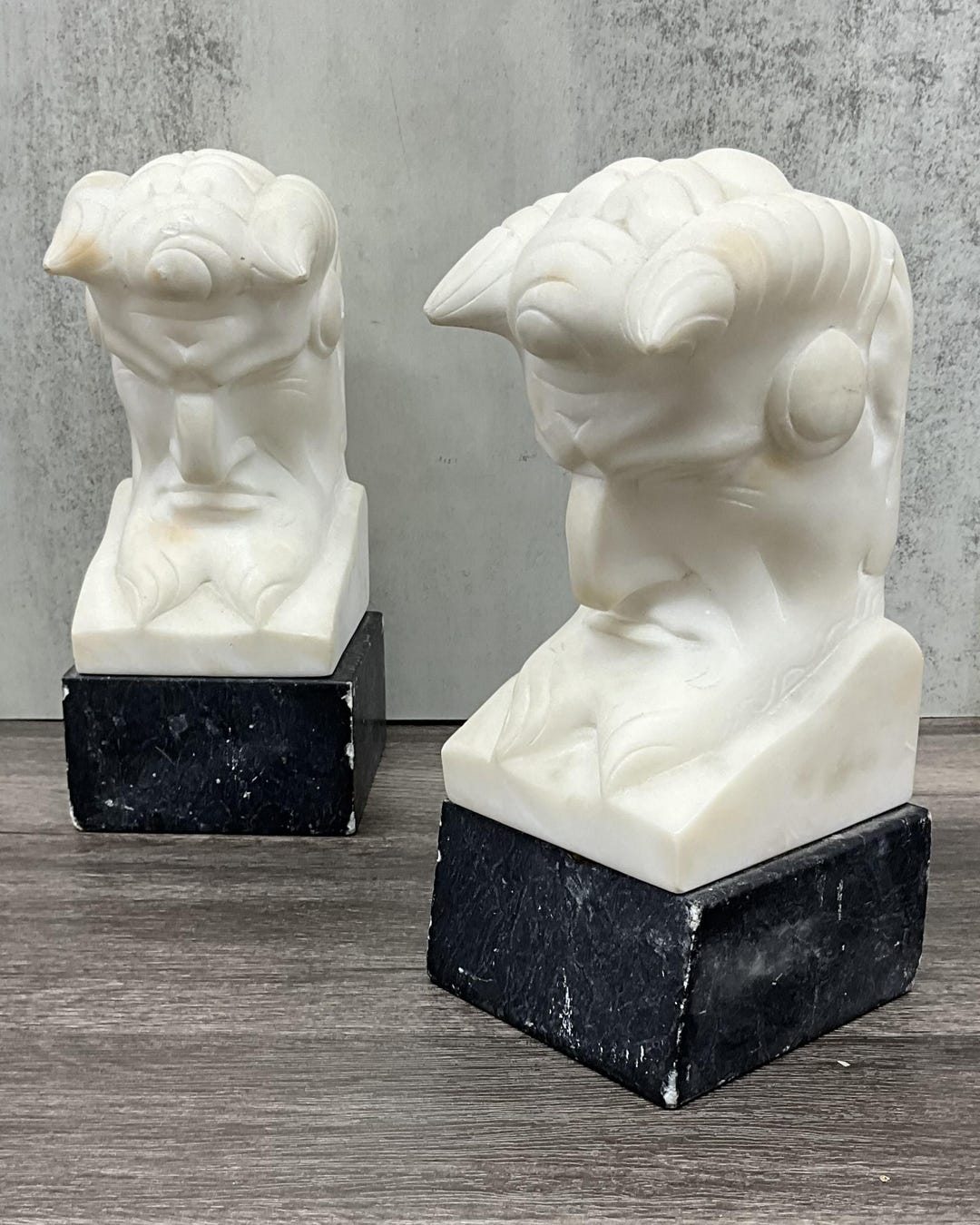 Carved Alabaster Devil Bookends, Demon, Satyr, Library Decor, Satyrus ...