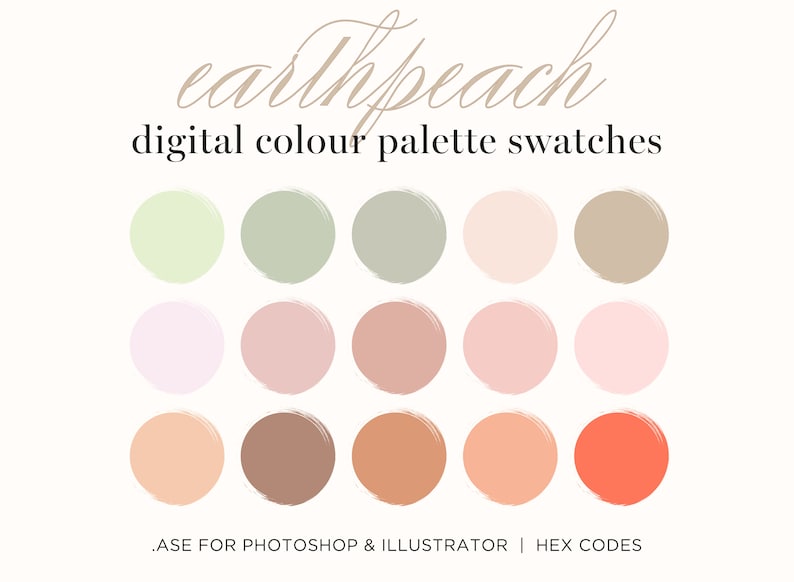 15 Earthpeach Color Swatches Digital Color Palette Photoshop ...