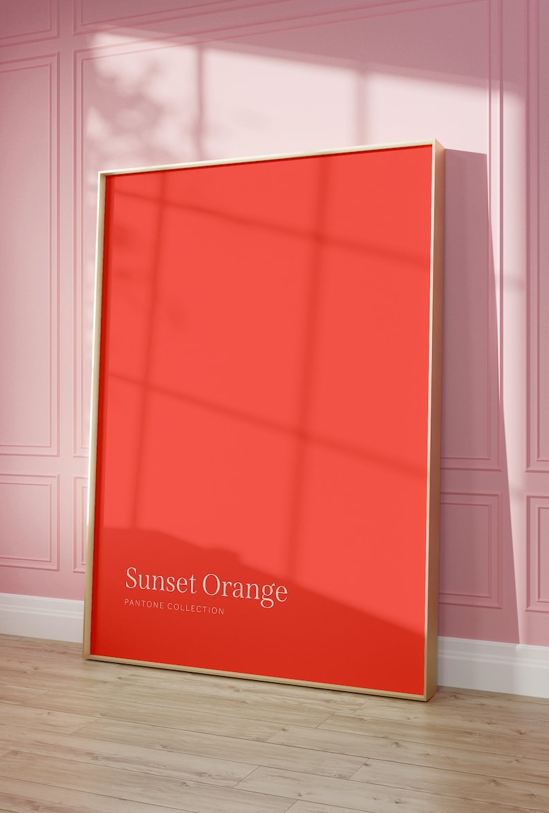 Pantone Sunset Orange Poster Pantone Poster Colourblock - Etsy