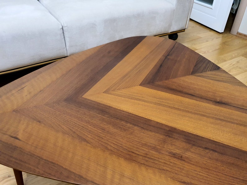 Triangle Coffee Table Walnut Round Oval Elliptical Wood - Etsy